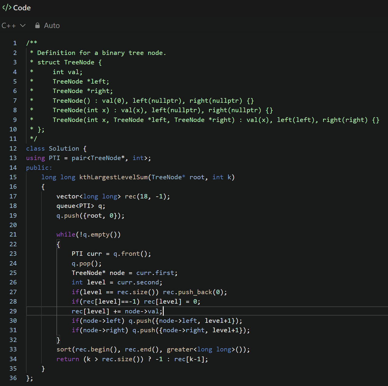 2583. Kth Largest Sum in a Binary Tree 解題紀錄 - 佛朗火箭製造基 (@supersonico ...