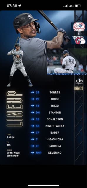 2022.10.16 美聯分區系列賽 G3 紐約洋基 vs. 克里夫蘭守護者 賽事討論區（Series 1-1) - MLB板 | Dcard