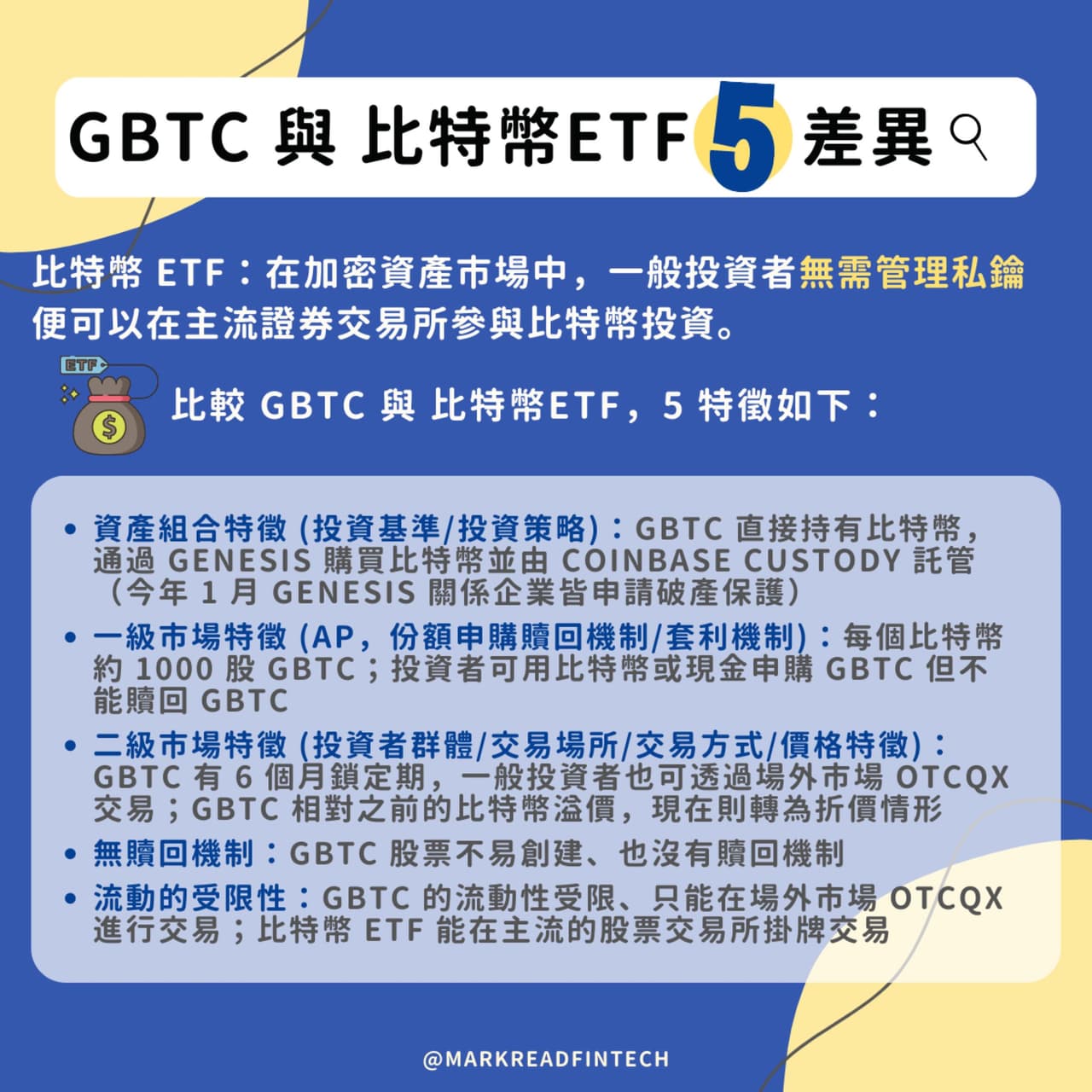 🔨 挖礦之稱的幣圈：GBTC V.S. 比特幣 ETF - 馬克解讀金融科技 (@markreadfintech) | Dcard