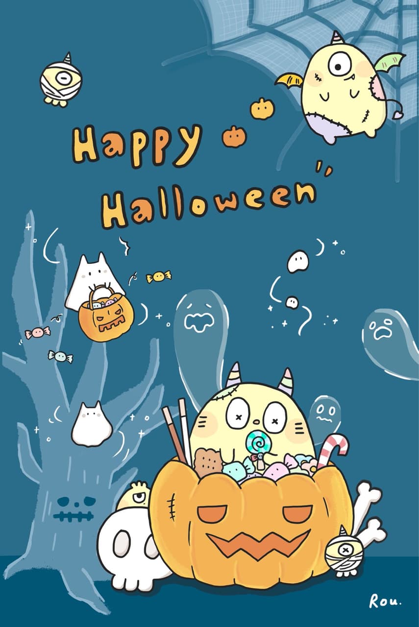 插畫｜萬聖節-ibon明信片（更新 - Rou. (@littlenormi) | Dcard