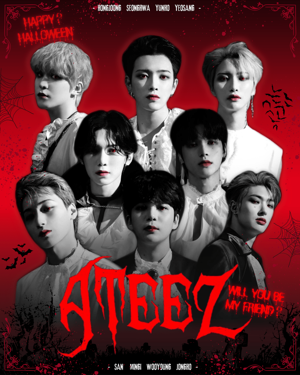 #應援 🕸𝑨𝑻𝑬𝑬𝒁 𝑯𝑨𝑳𝑳𝑶𝑾𝑬𝑬𝑵 𝑷𝑶𝑺𝑻𝑬𝑹 𝑰𝑩𝑶𝑵列印🩸 - ATEEZ板 | Dcard