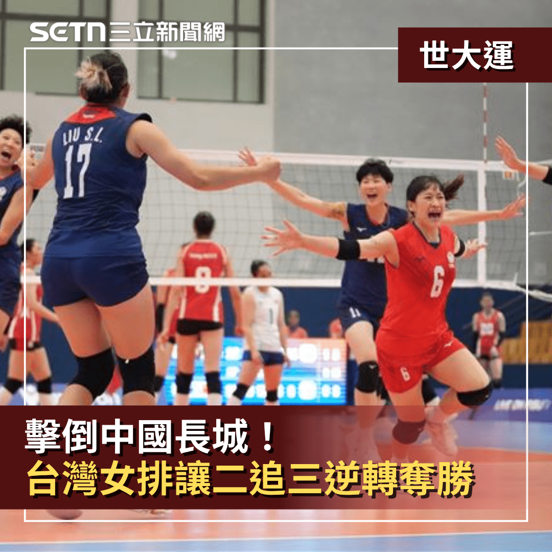世大運／讓二追三逆轉推倒長城！台灣女排擊敗中國、將跟波蘭爭第5 - SETN三立新聞網 (@setn54) | Dcard
