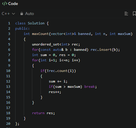 2554. Maximum Number of Integers to Choose From a Range I 解題紀錄 - 佛朗火箭製造基 (@supersonico) | Dcard