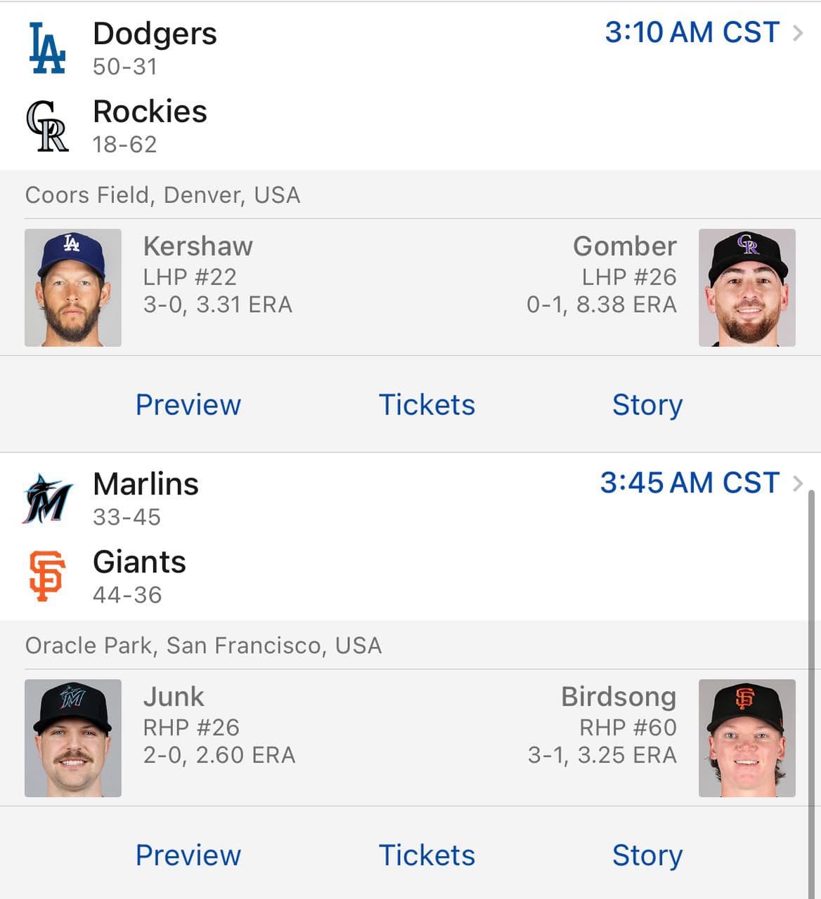 #賽事討論 2025/6/27 MLB 所有場次的先發投手組合（9 場） - MLB板 | Dcard