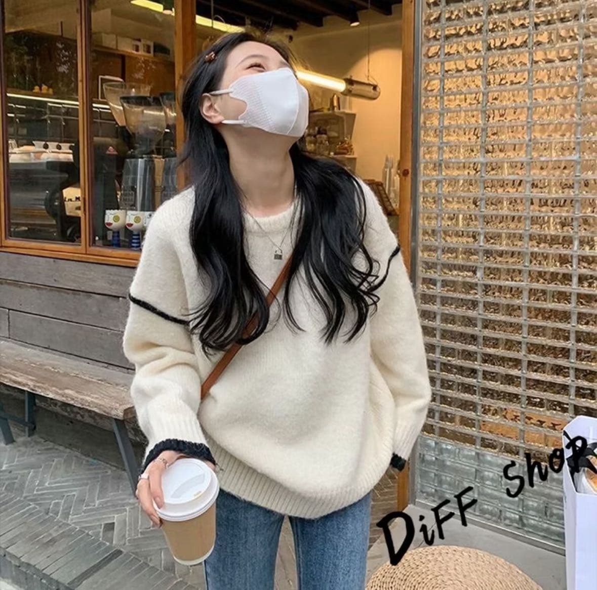 【DIFF】韓版圓領寬鬆落肩針織上衣 毛衣發熱衣，限時優惠中🔥 - 穎子王 (@lyn1103) | Dcard