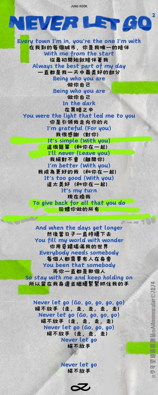 #分享 Never Let Go - JK 歌詞翻譯 - BTS板 | Dcard