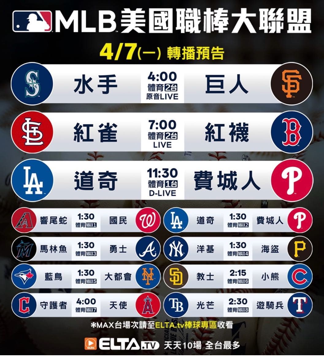 #討論 MLB 4/7 所有場次（16 場）+ 愛爾達轉播場次 - MLB板 | Dcard