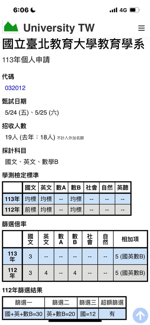 教育系詢問|個申志願選填 升大學考試板 Dcard