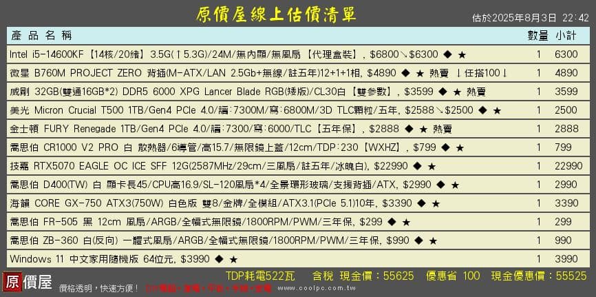 55k新手電腦菜單請益 - 3C板 | Dcard