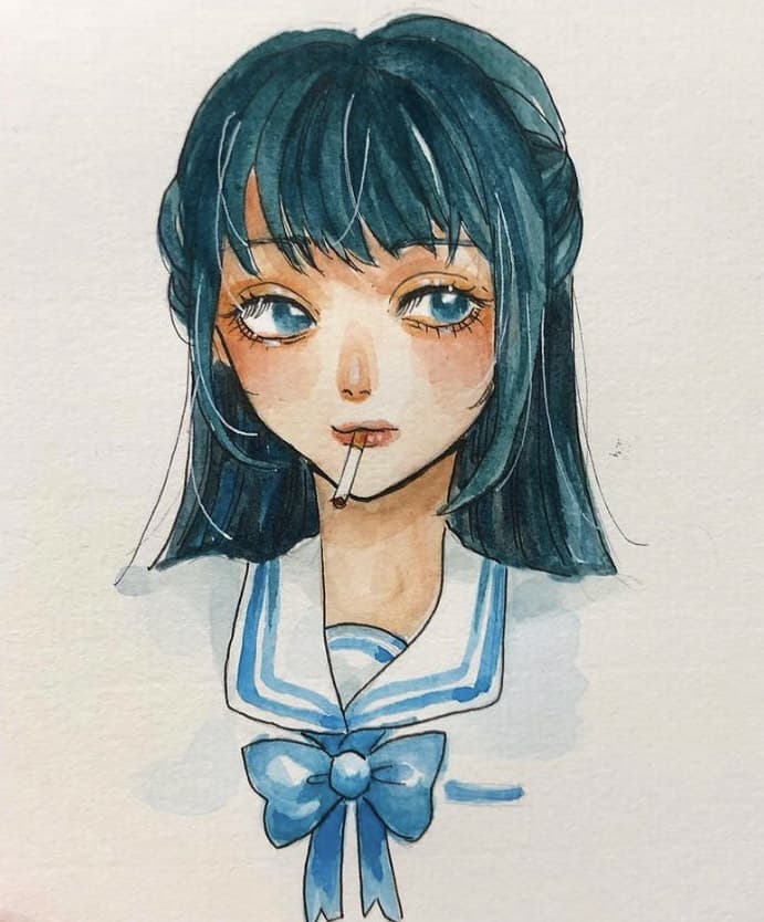 1年前的水彩作品～💙💚（居然沒發過⋯！） - 辣椒 (@yuriko01) | Dcard