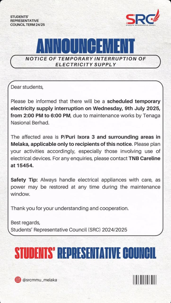 想请问明天停电是包括ixora block A的吗 - MMU板 | Dcard