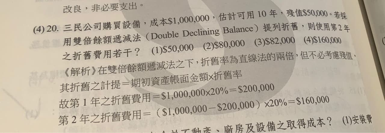 請益 雙倍餘額遞減法 會計板 Dcard