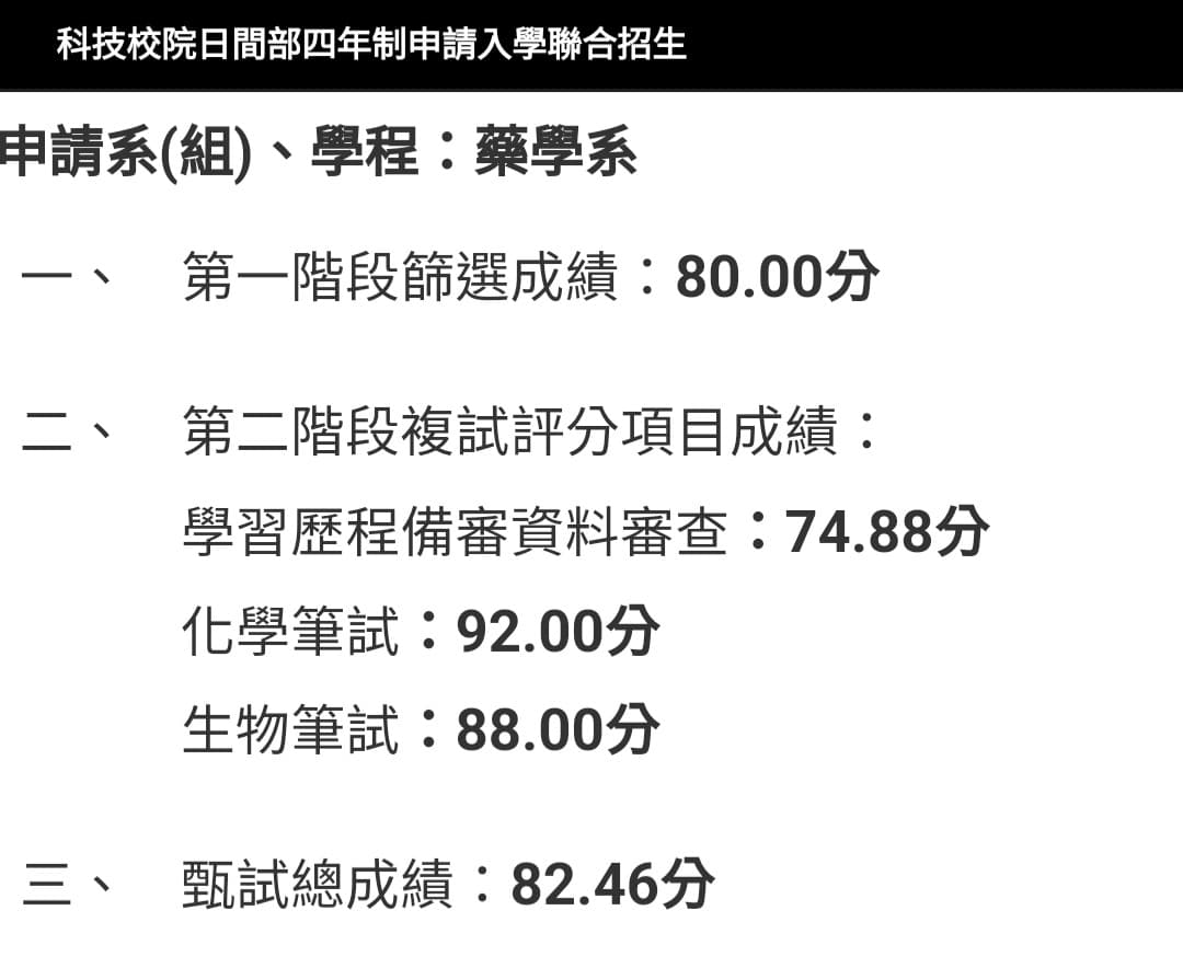 嘉南藥學二階分數 升大學考試板 Dcard