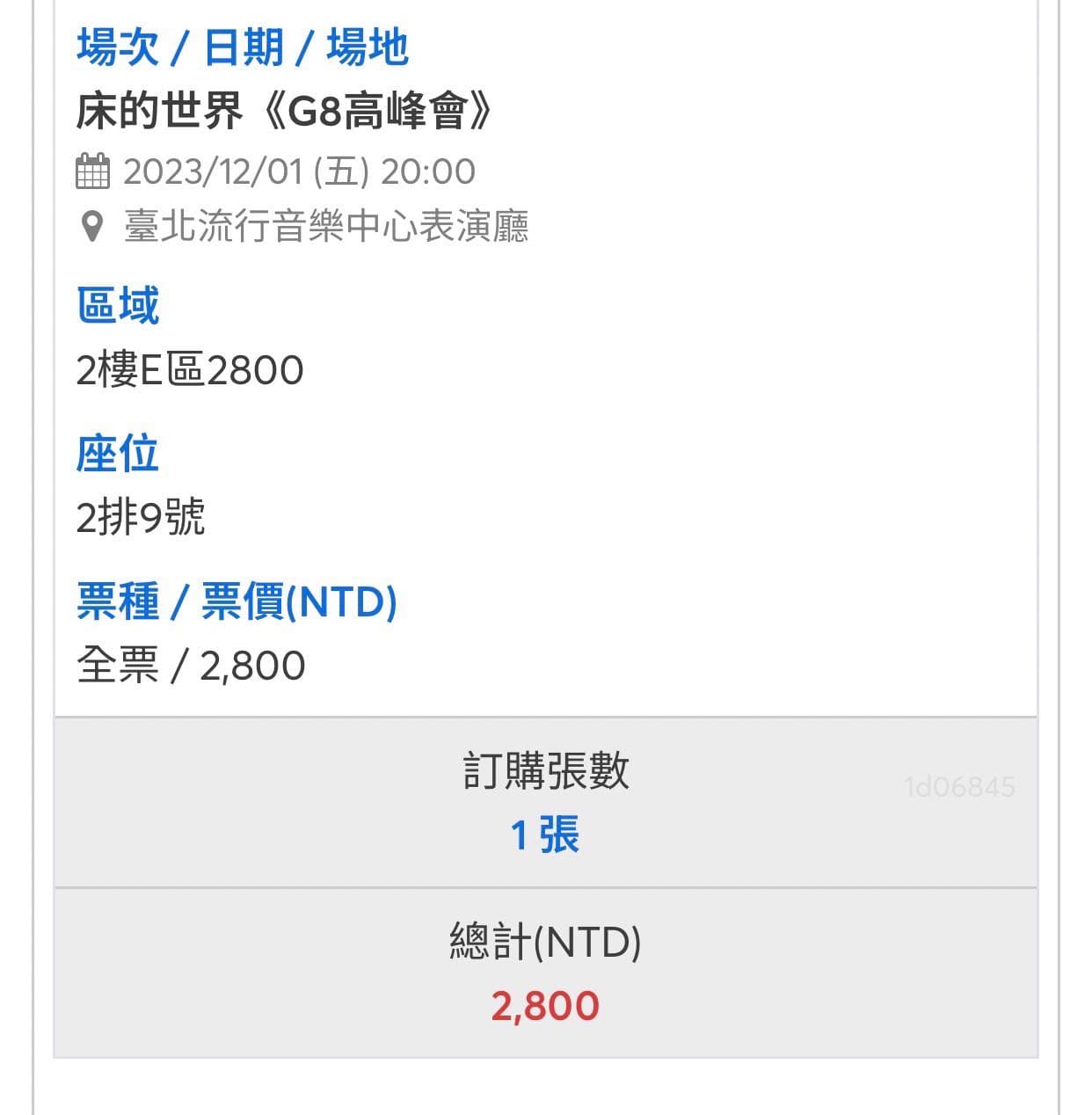 #讓票 G8高峰會 12/1 2樓E區 - 票券交流板 | Dcard