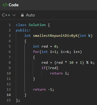 1015. Smallest Integer Divisible by K 解題紀錄 - 佛朗火箭製造基 (@supersonico) | Dcard