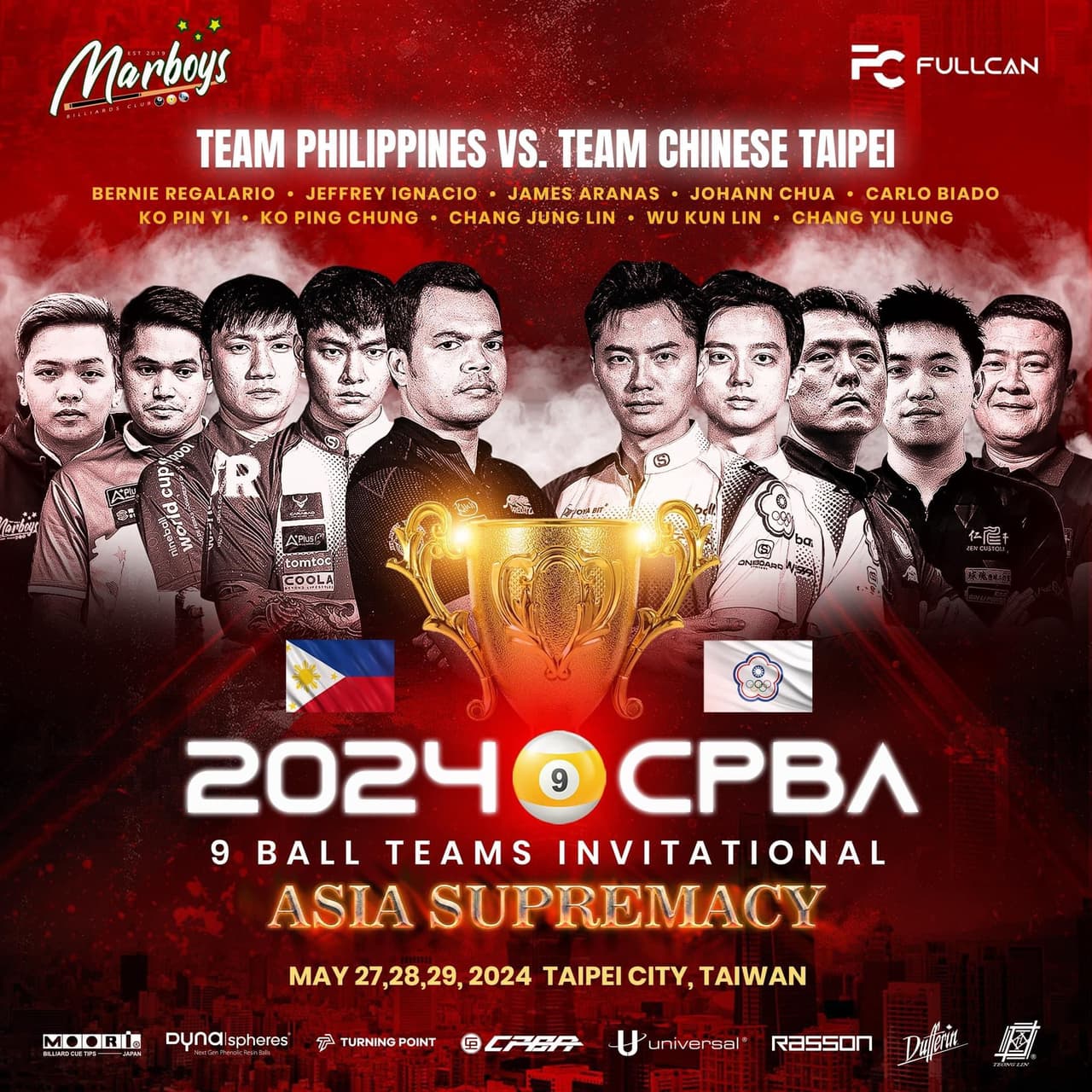 🇹🇼🇵🇭CPBA 9號球團隊邀請賽 5/27-5/29 最終比分 菲律賓🇵🇭14-6🇹🇼台灣 - 撞球板 | Dcard