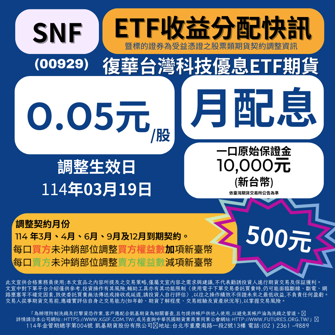 臺灣期貨交易所 復華台灣科技優息 ETF 期貨契約調整 - 理財板 | Dcard