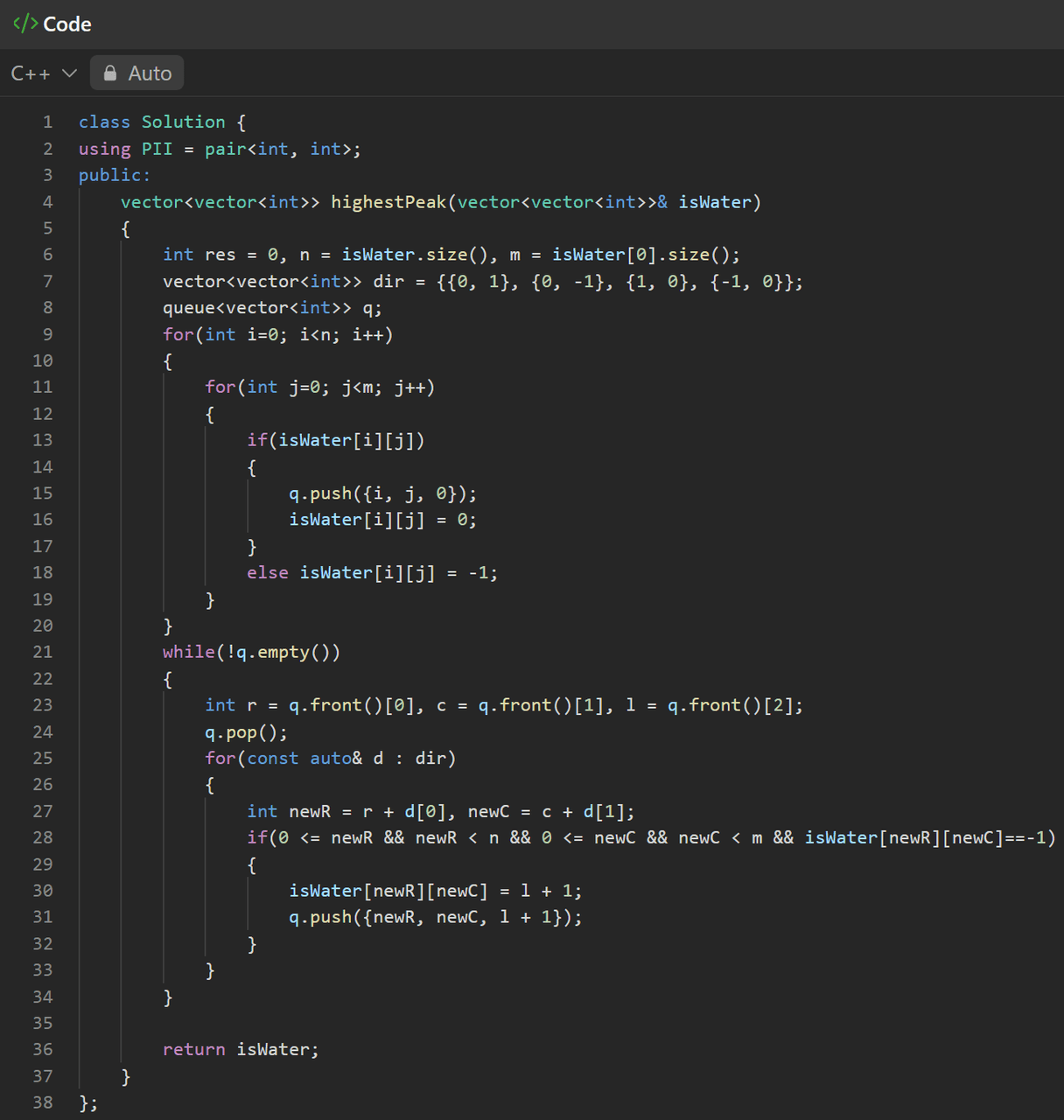1765. Map of Highest Peak 解題紀錄 - 佛朗火箭製造基 (@supersonico) | Dcard