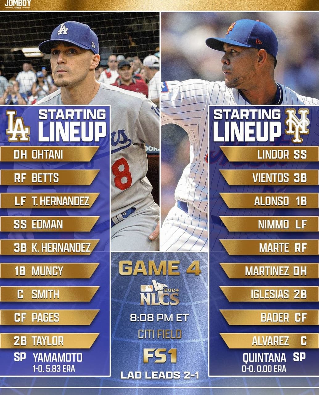 #賽事討論 2024/10/18 MLB 國聯冠軍賽 G4 / 道奇 VS. 大都會 / 賽事討論區（山本由伸 VS. J.Quintana) 道奇 2-1 - MLB板 | Dcard