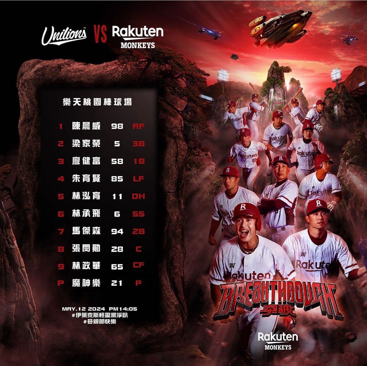 2024/5/12 CPBL 35TH / 統一🦁 VS. 樂天🦍 / G92 賽事討論區 - 中職板 | Dcard