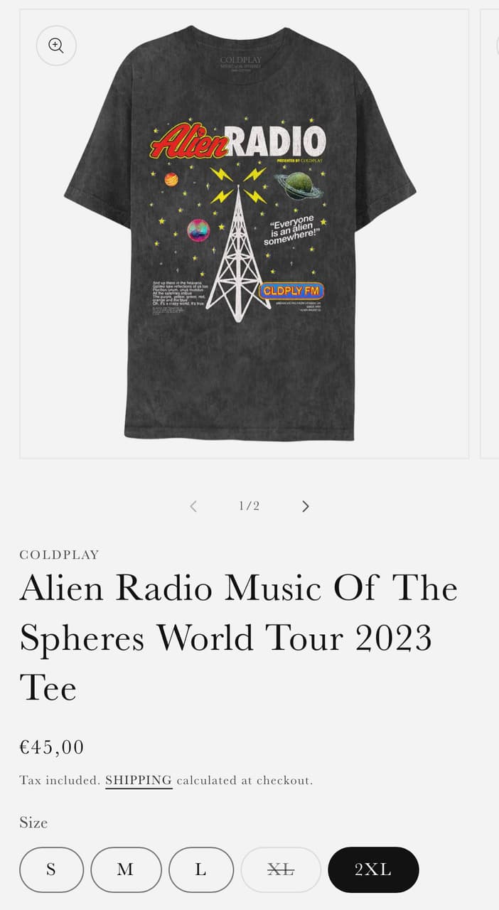 售ColdPlay 週邊（2XL Alien Radio短T) - 酷玩樂團板 | Dcard