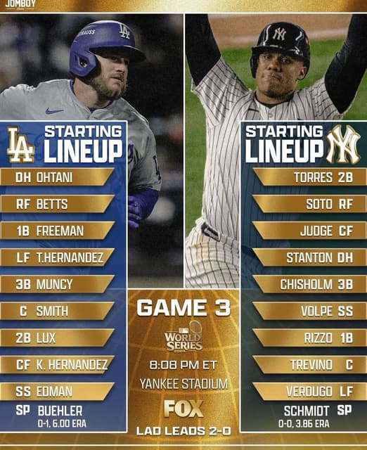 #賽事討論 2024/10/29 MLB 世界大賽 G3 / 道奇 VS. 洋基 / 賽事討論區（W.Buehler VS. C.Schmidt） - MLB板 | Dcard