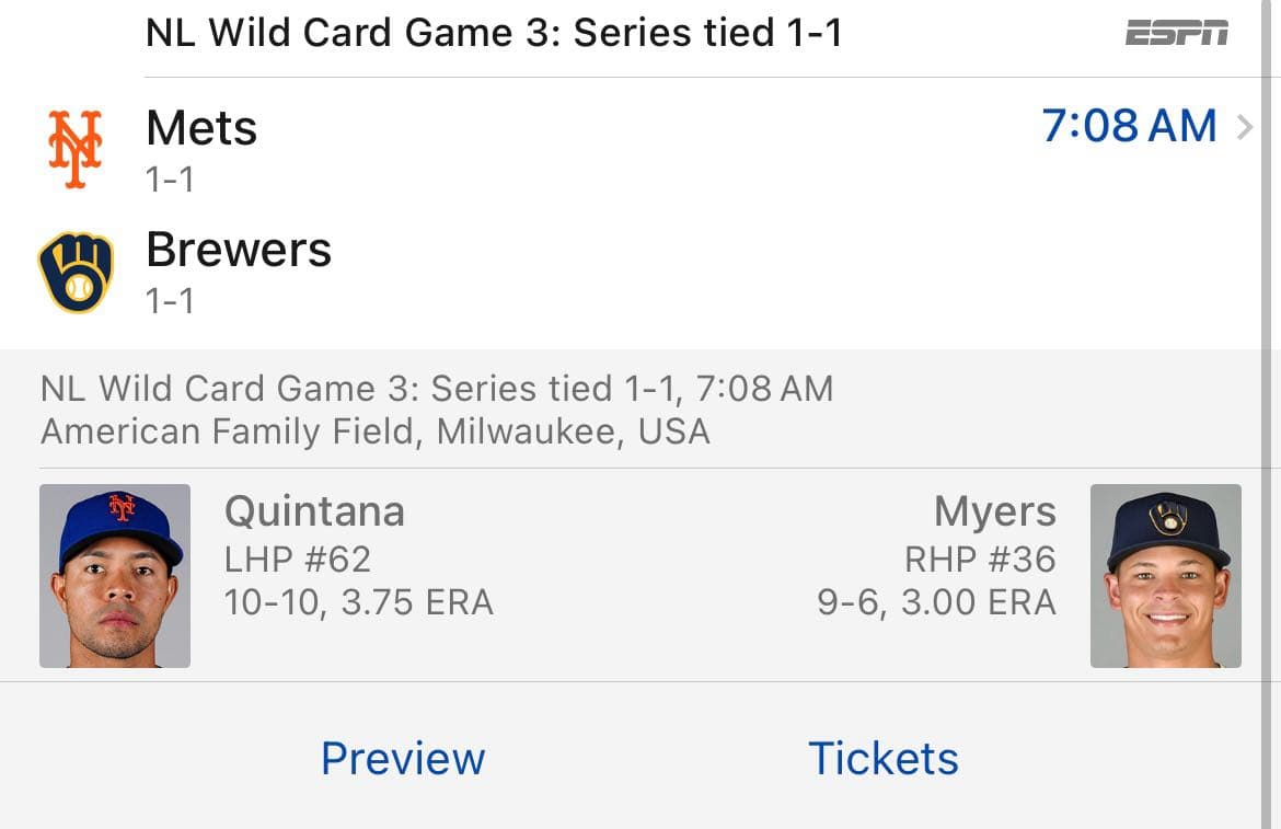 2024/10/4 國聯外卡 G3 / 大都會 VS. 釀酒人 / 先發投手預告 - MLB板 | Dcard