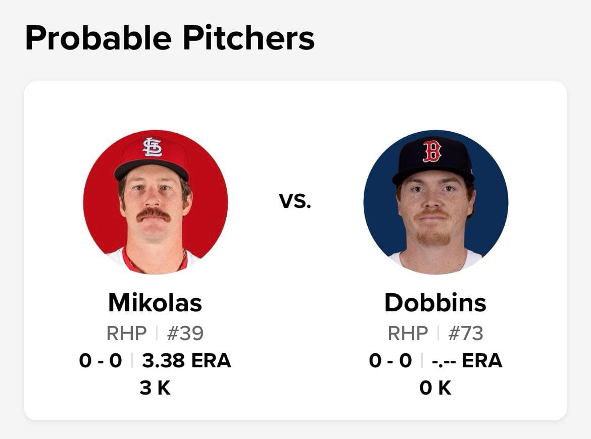 #賽事討論 2025/4/7 MLB 例行賽 / 紅雀 VS. 紅襪 / 賽事討論區（M.Mikolas VS. H.Dobbins) 雙重賽 G2 - MLB板 | Dcard