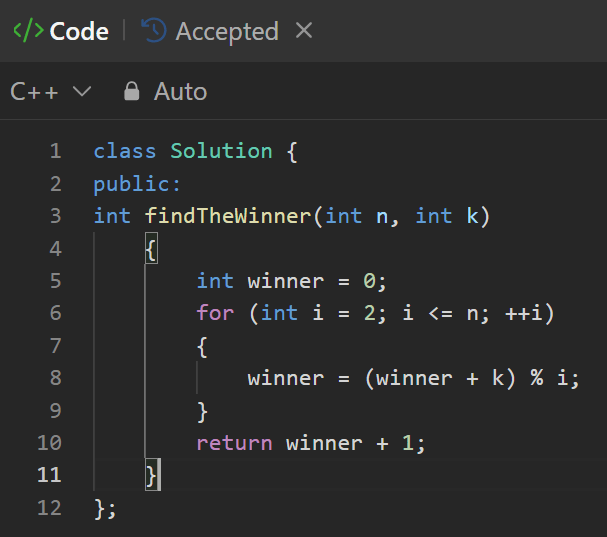 1823. Find the Winner of the Circular Game 解題紀錄 - 佛朗火箭製造基 (@supersonico ...