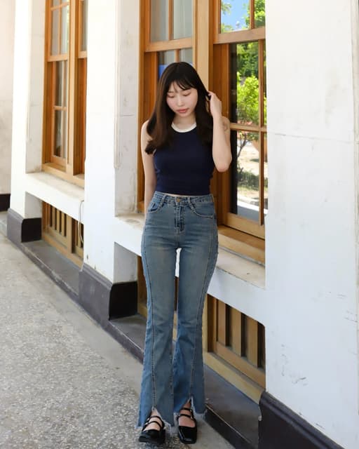 156cm的牛仔褲日常穿著 #電力滿格密技 - 穿搭板 | Dcard