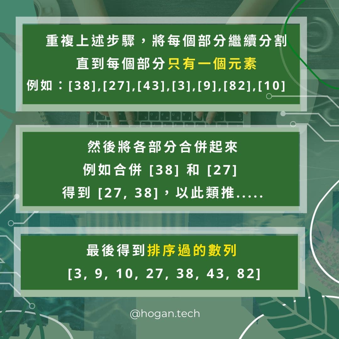 排序演算法（五）合併排序法 - Hogan與小波 (@hogantech) | Dcard