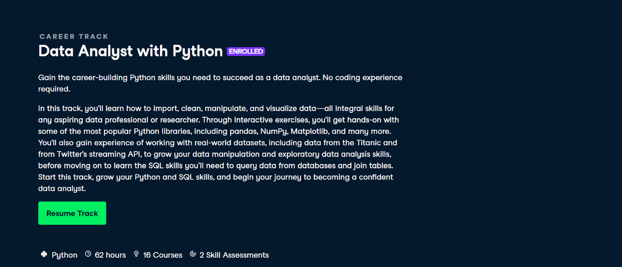 #程式語言 DataCamp 使用心得與費用公開 學習Python數據分析 文末附上2022 60% off 折扣連結 請自行服用 - 課程板 ...