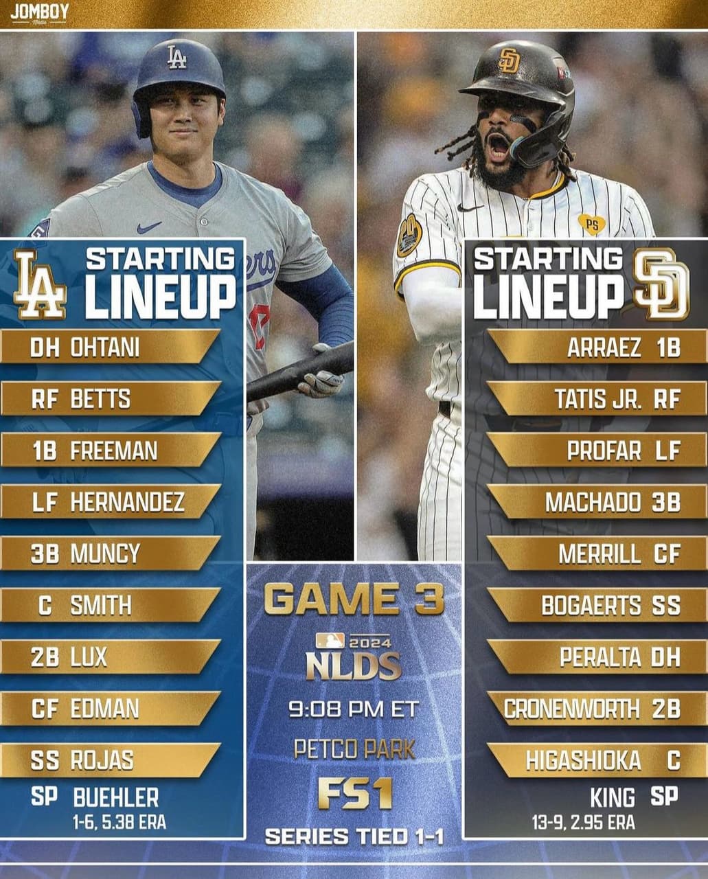 #賽事討論 2024/10/9 MLB NLDS G3 / 道奇 VS. 教士 / 賽事討論區（W.Buehler VS. M.King) 系列賽 1-1 - MLB板 | Dcard