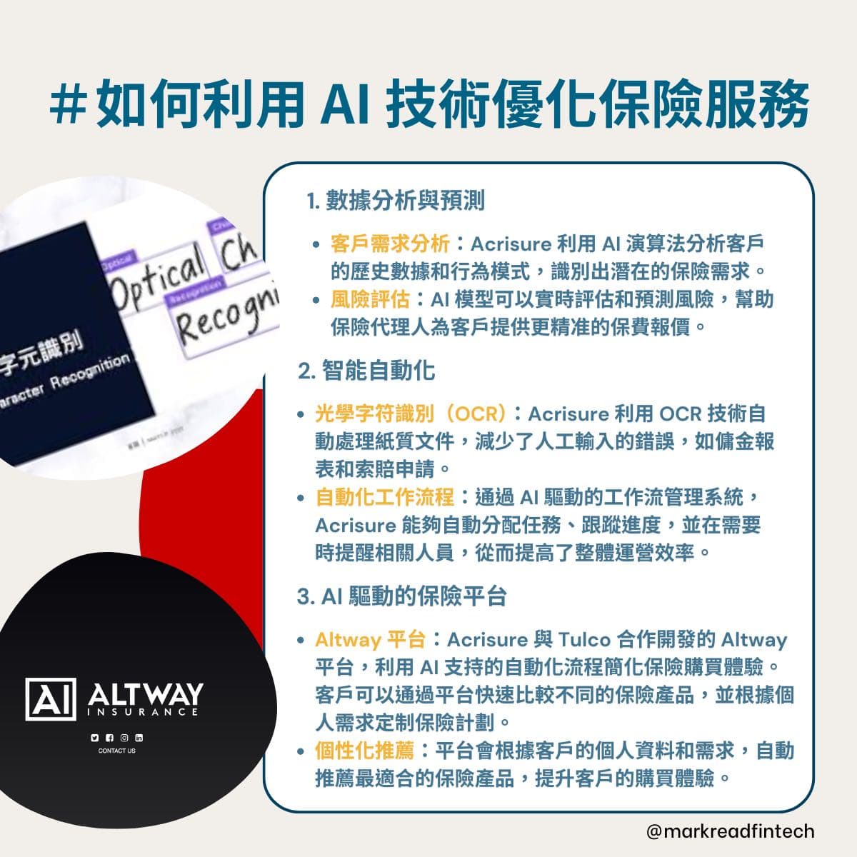 👩🏻‍💼 保險經紀業務與創新AI 技術的完美結合 - Acrisure - 馬克解讀金融科技 (@markreadfintech) | Dcard