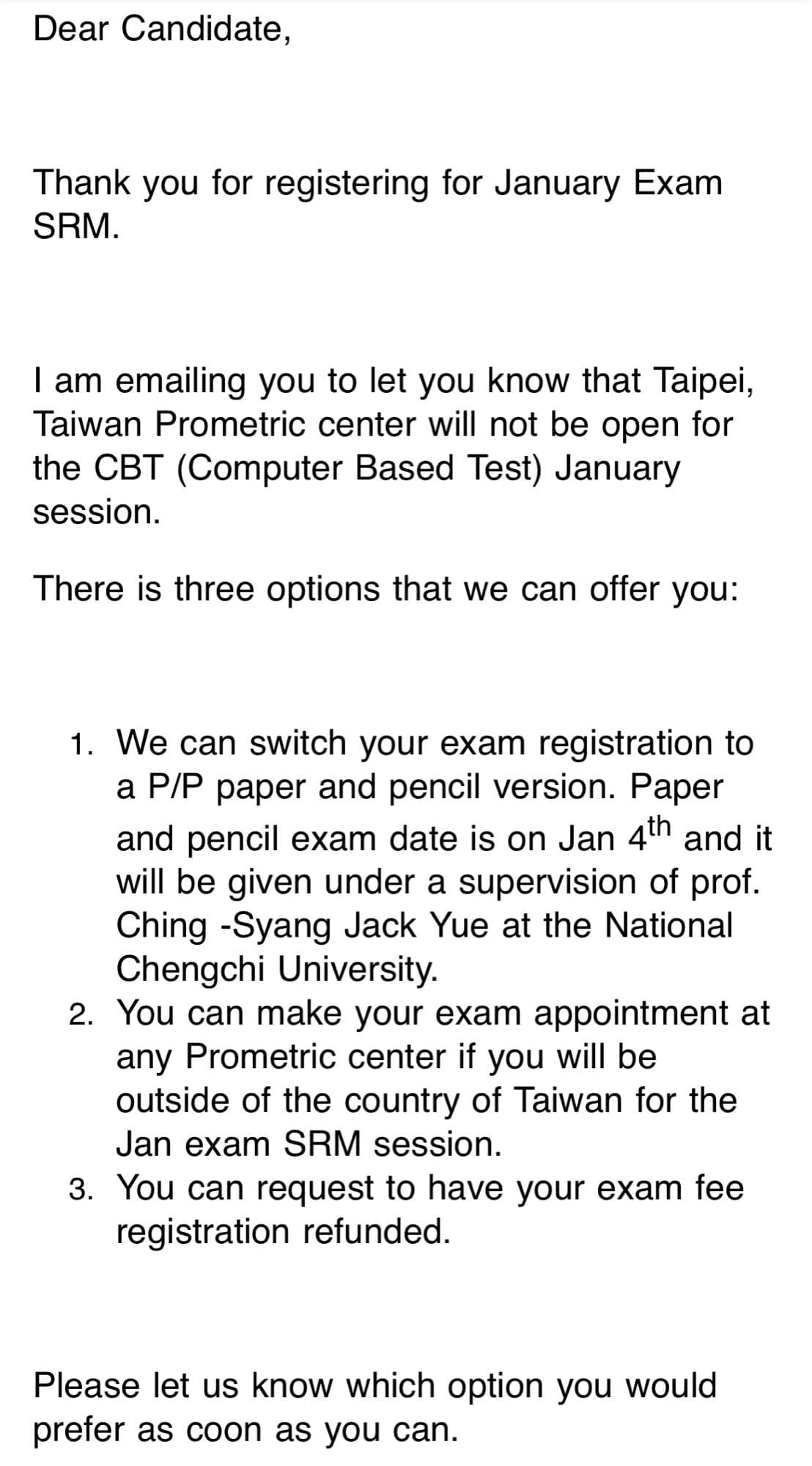 #資訊分享 #SOA 一月SRM沒有CBT台灣考場 - 考試板 | Dcard