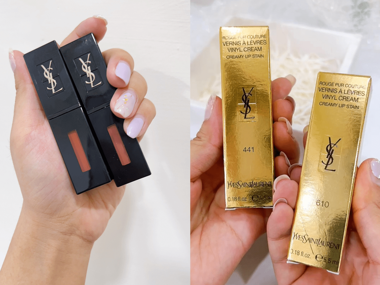 #分享 黃黑肌素顏試色YSL奢華緞面漆光唇釉610奶茶烏龍、441赤琉璃 - 美妝板 | Dcard