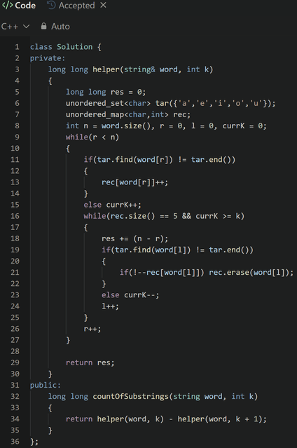3306. Count of Substrings Containing Every Vowel and K Consonants II 解題紀錄 - 佛朗火箭製造基 ...