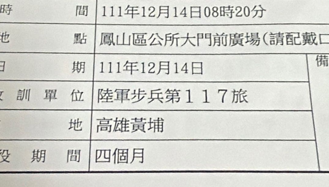 12/14 鳳山黃埔117旅 0164T - 軍旅板 | Dcard