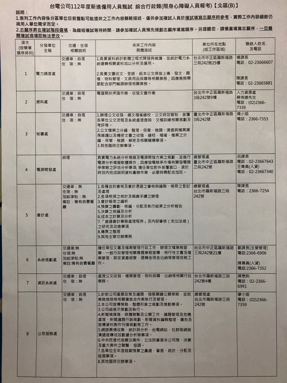 問題請益 台電僱員之志願選填順序與推薦 國營板 Dcard