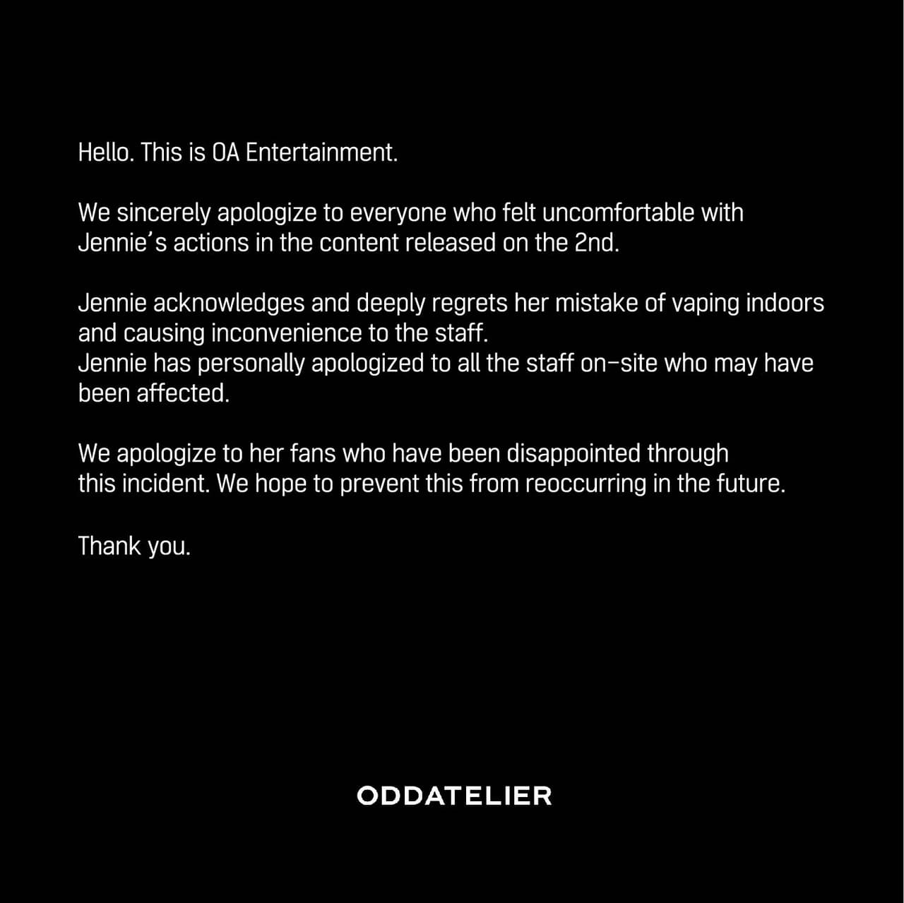 #消息 OA道歉聲明 - BLACKPINK板 | Dcard