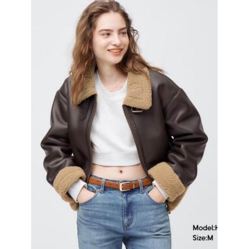 #我要賣 GU棕色絨毛仿皮飛行外套 - 二手交易板 | Dcard