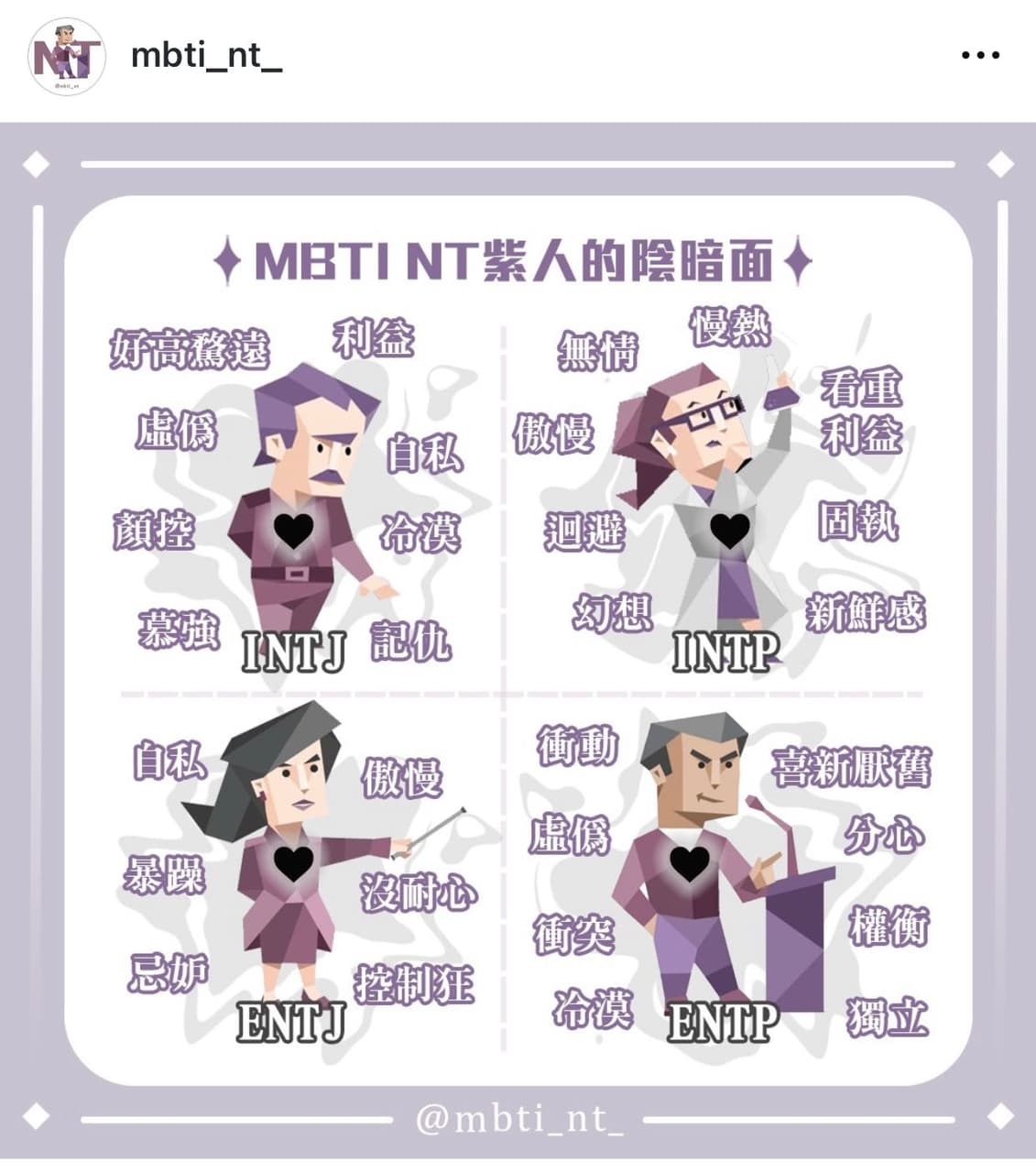 MBTI NT紫人特質？ - MBTI板 | Dcard