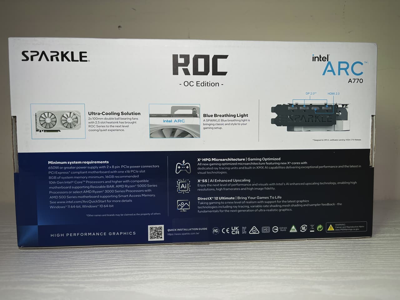 「月白風清，大鵬展翅」SPARKLE 撼與 Intel Arc A770 ROC Luna Edition #開箱 - 3C板 | Dcard