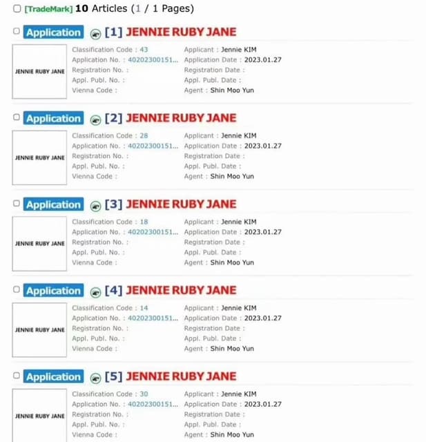 #新聞 Jennie無預警申請「Jennie Ruby Jane」商標 - 追星板 | Dcard