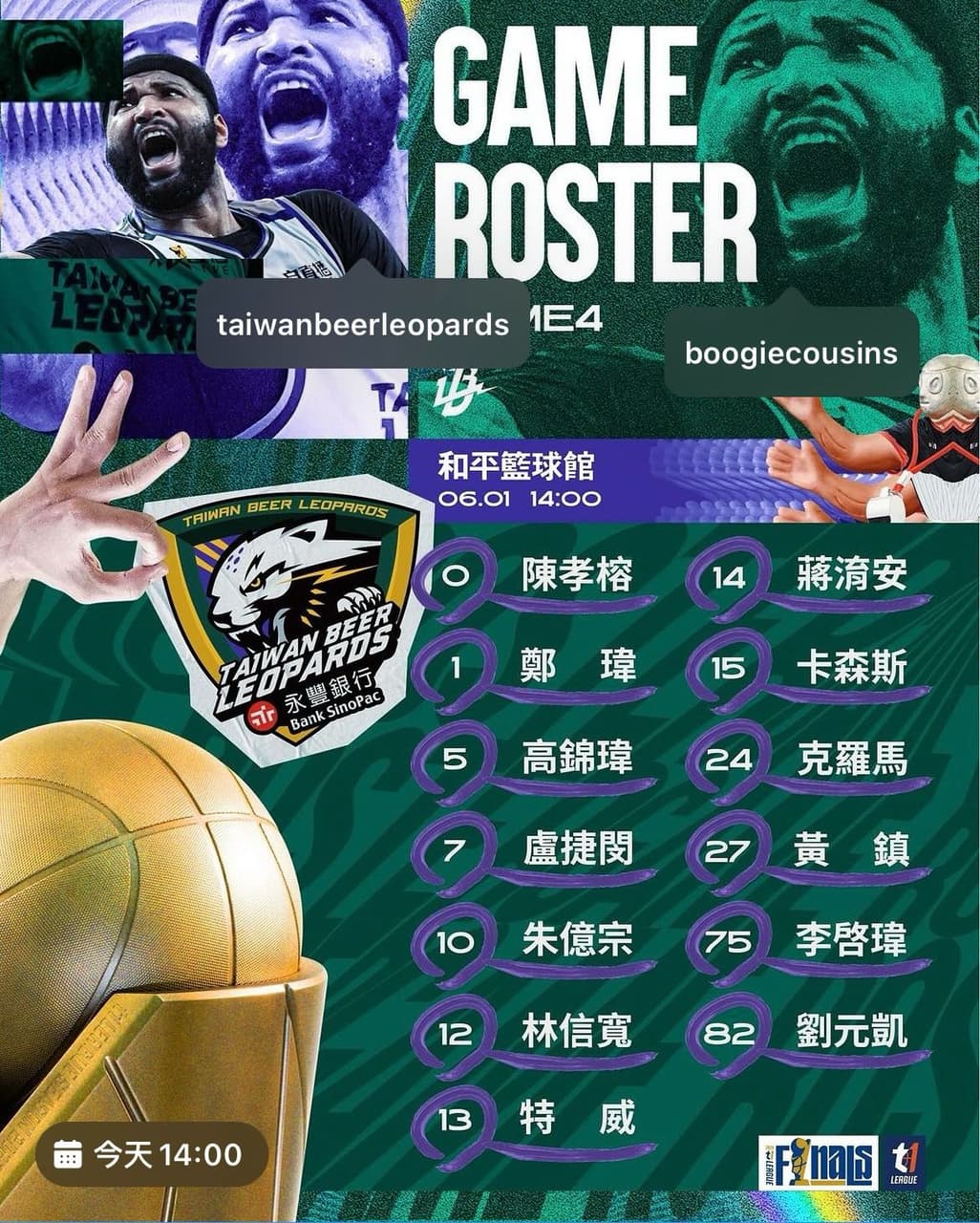 #討論 2024/6/1 T1 總冠軍賽 / 雲豹🐆 VS. 雲豹🐆 / G4 賽事討論區 - 籃球板 | Dcard