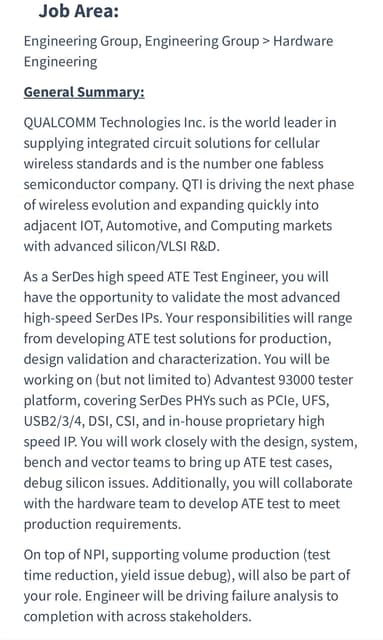 高通HSIO (SerDes high speed IP) ATE engineering面試請益 - 科技業板 | Dcard