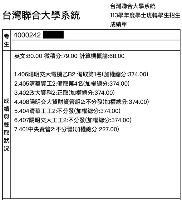 113年台聯大A4 政大資科正取心得 - 考試板 | Dcard