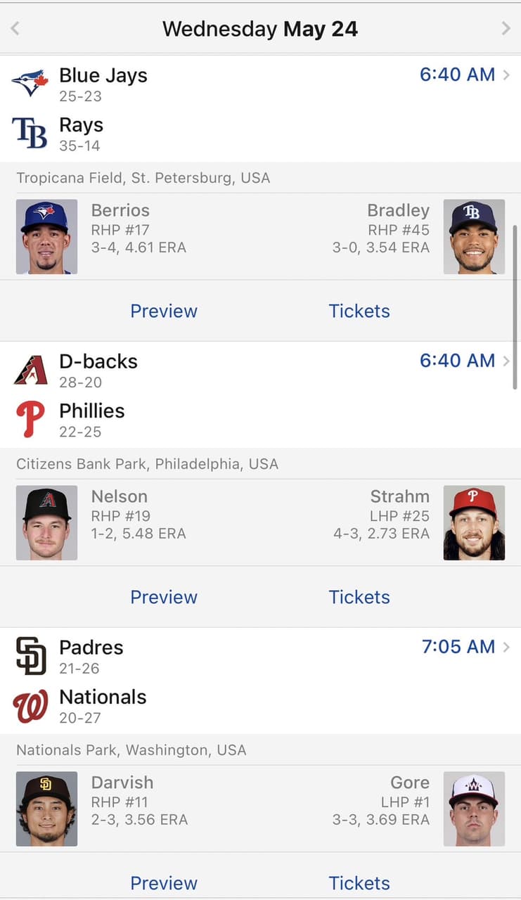 #討論 明日（5/24）先發投手 - MLB板 | Dcard