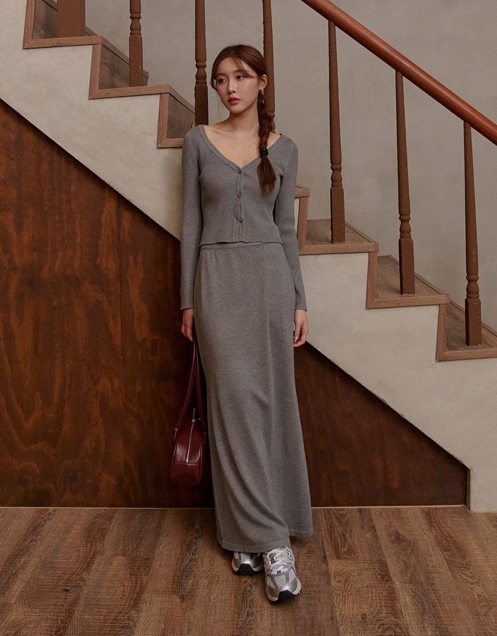 #我要賣 Lovfee修身魚尾針織長裙 麻灰L - 二手交易板 | Dcard