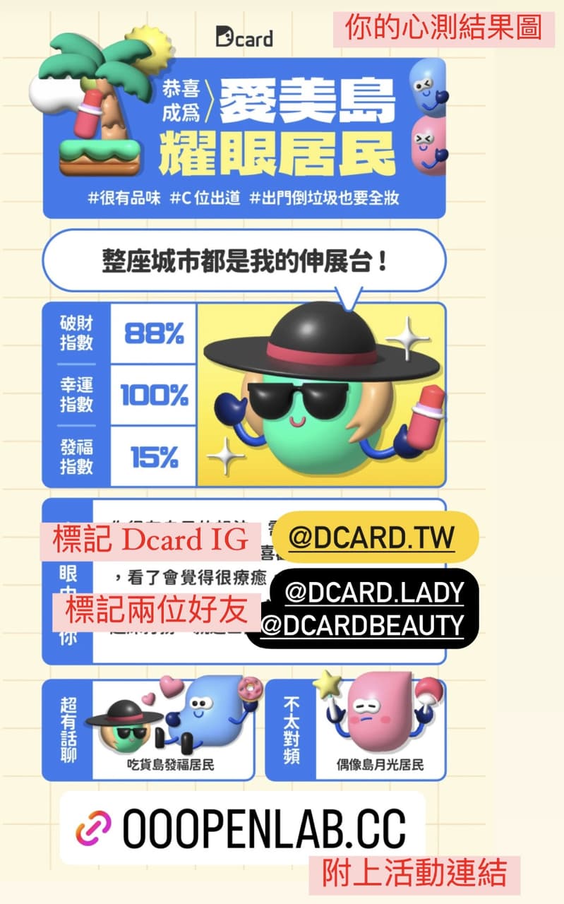 分享心測結果抽實體卡友活動入場券！ #島民俱樂部 - 有趣板 | Dcard